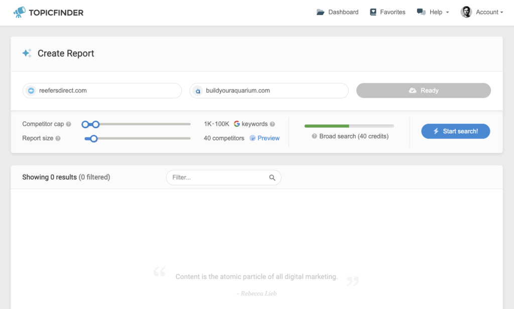 Creating Your First Report - Topicfinder